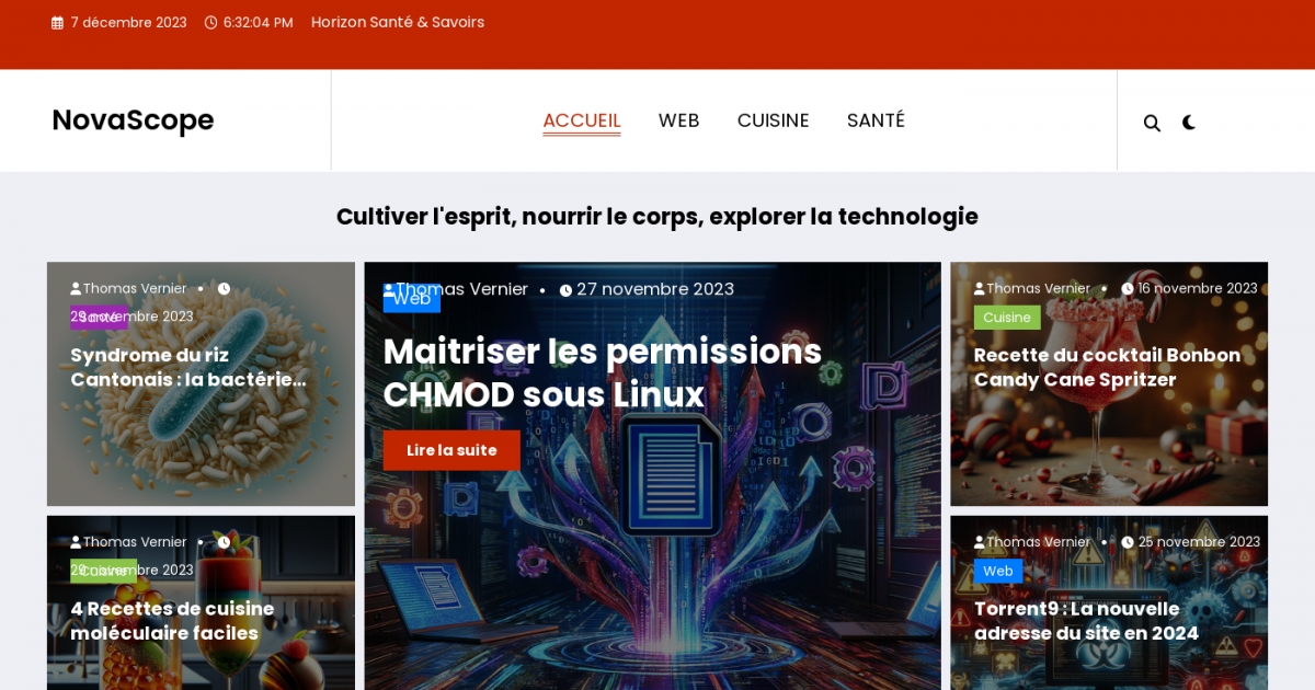 NovaScope, C'est ta source d'inspiration Santé, Cuisine & Tech