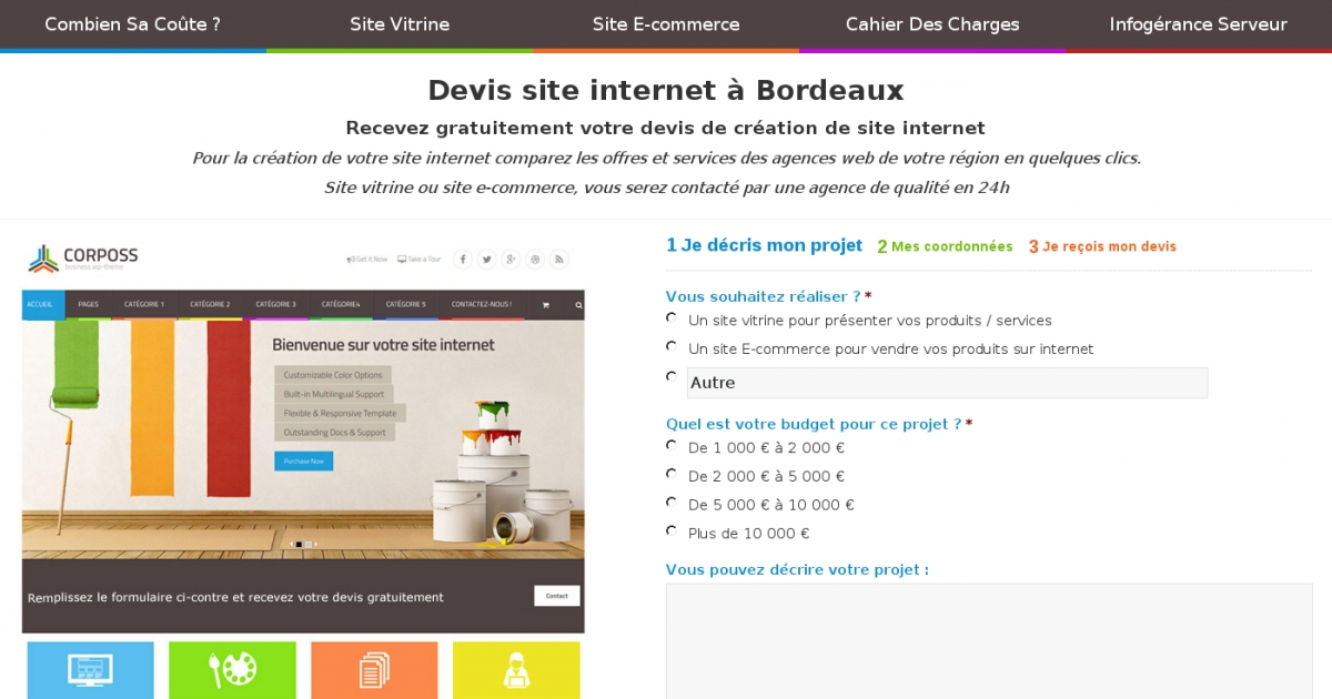 Devis Créa Web, plateforme informant sur le coût d'un site web